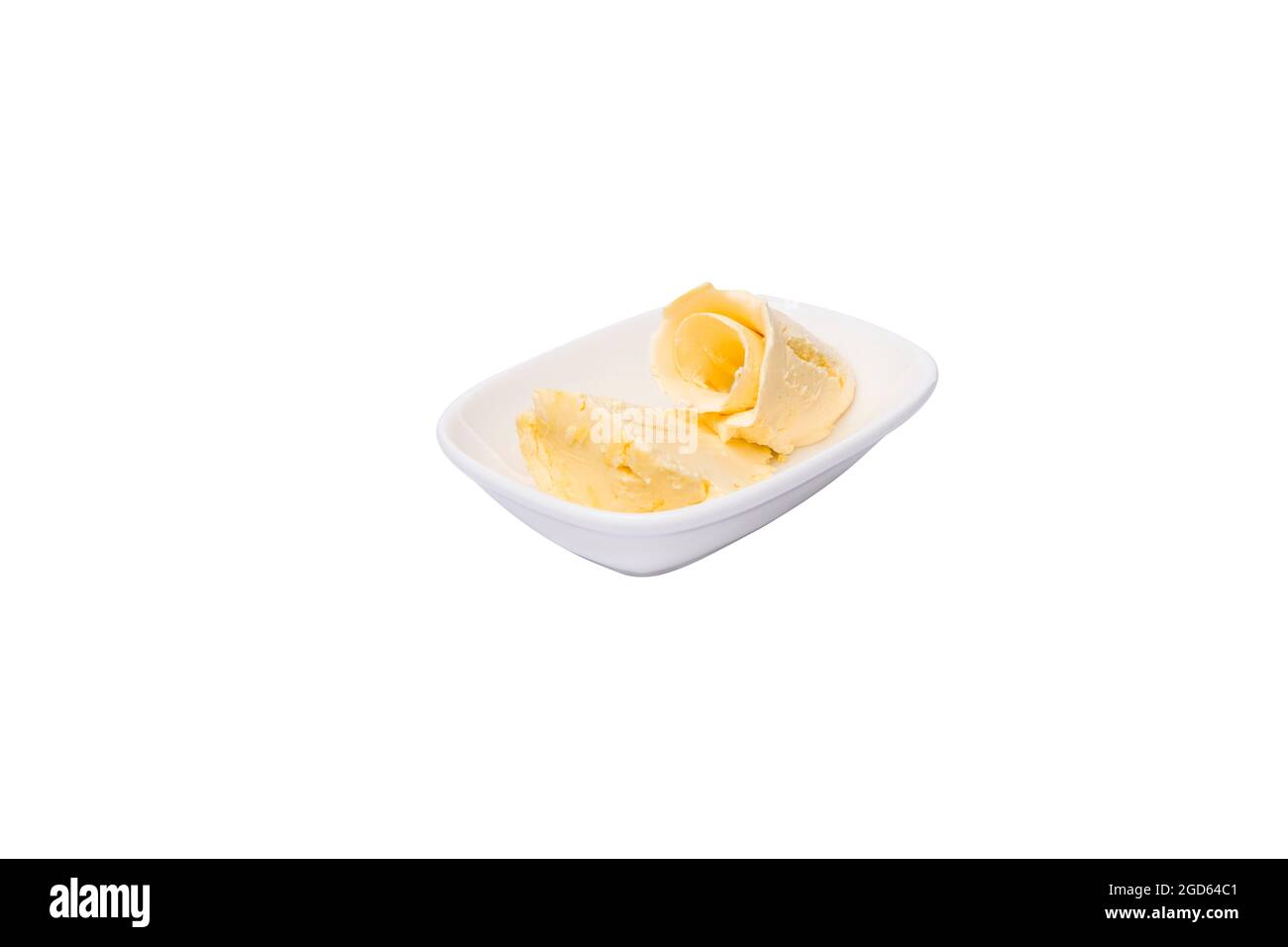 Butter. Butter in white plate on white background Stock Photo - Alamy