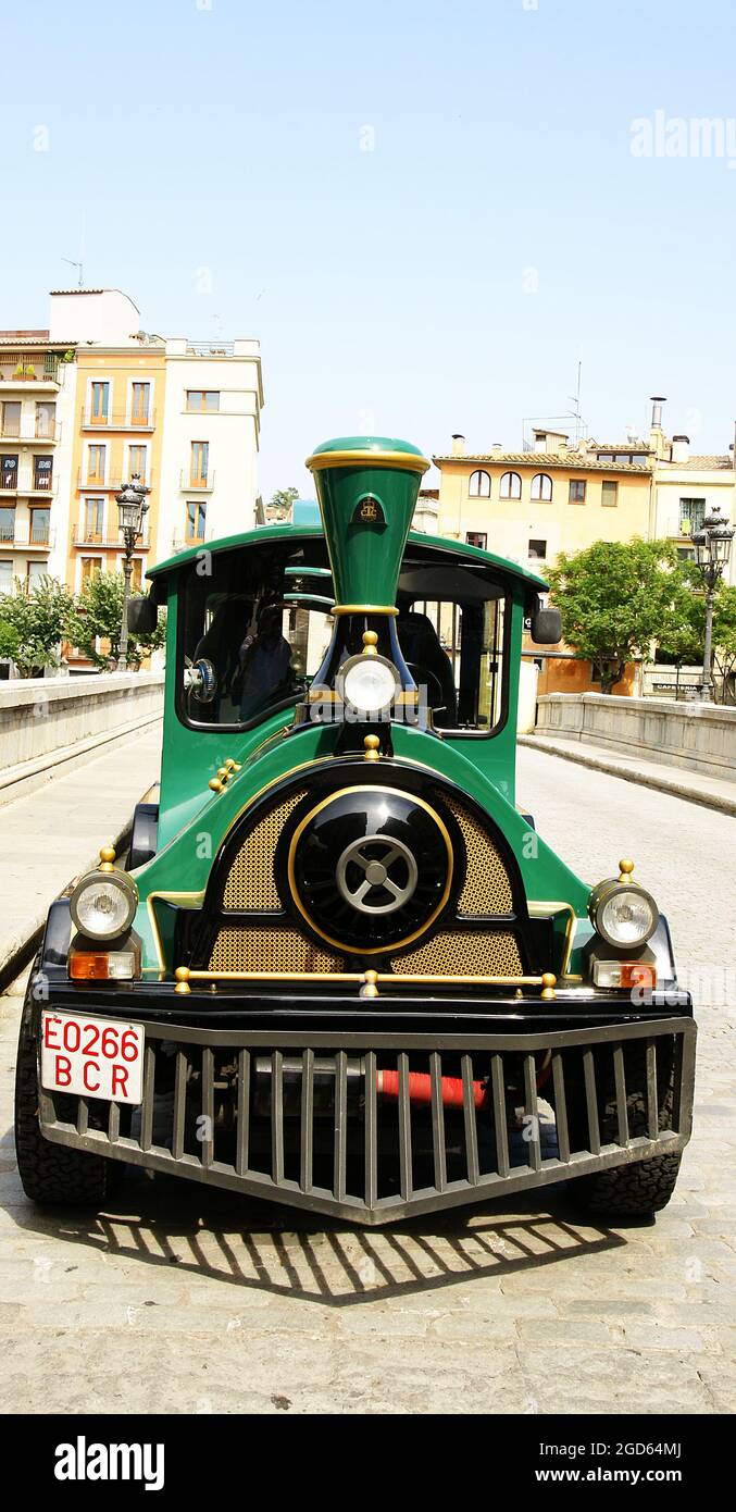 Tourist train ride in Girona, Catalunya, Spain, Europe Stock Photo - Alamy