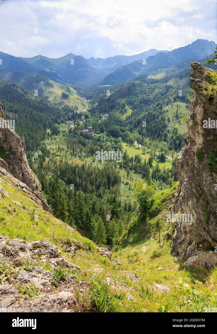 Mountain landscape in summer. View from Nosal in Bieszczady National ...