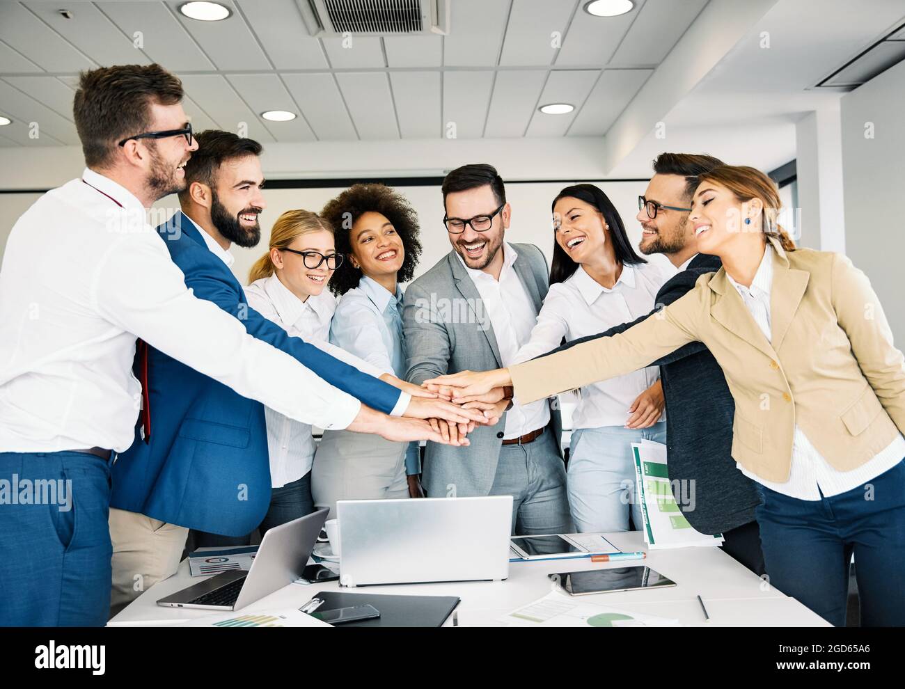 business people office unity teamwork partnership success Stock Photo ...