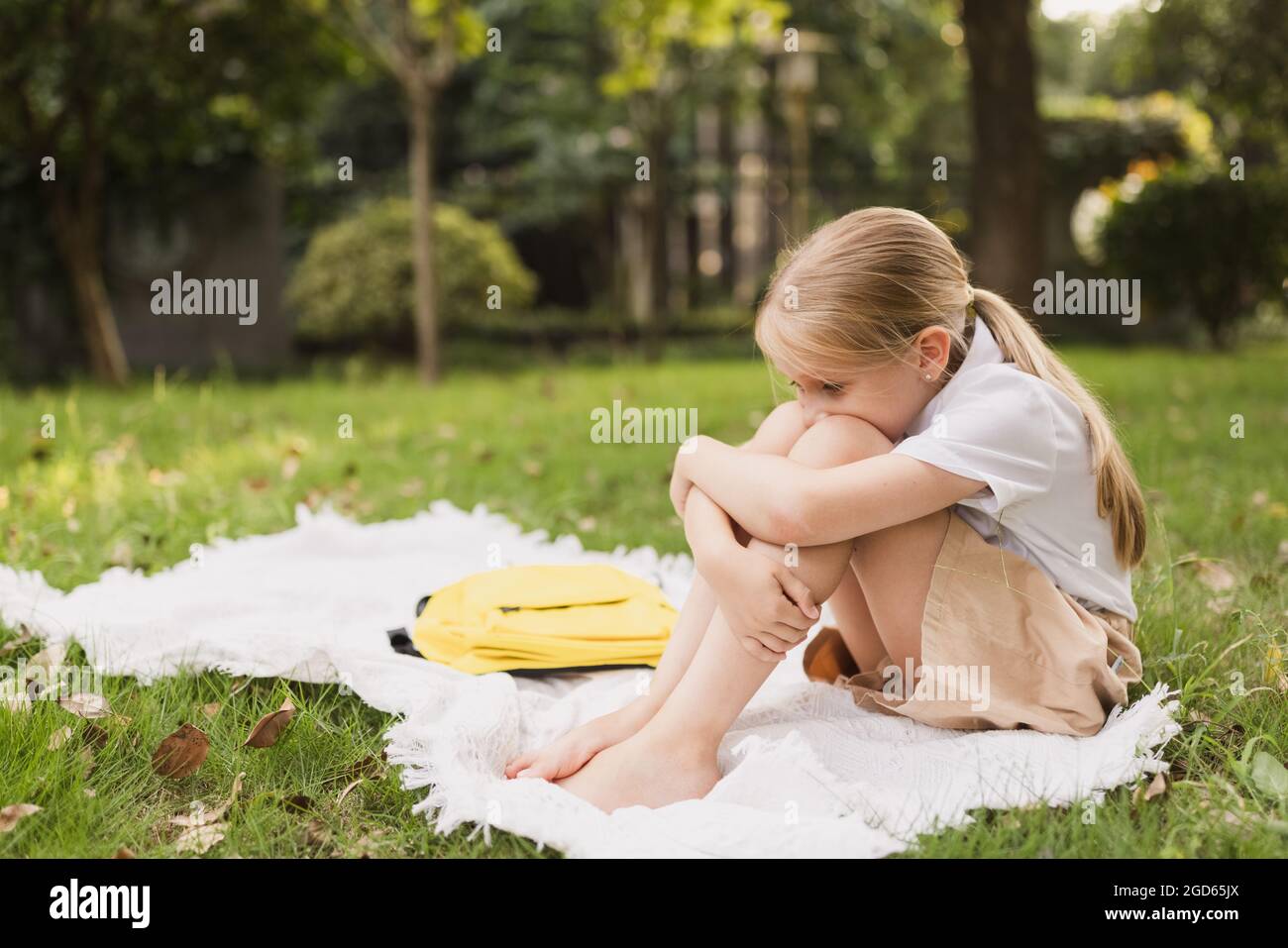 Sitting Alone At School Outside