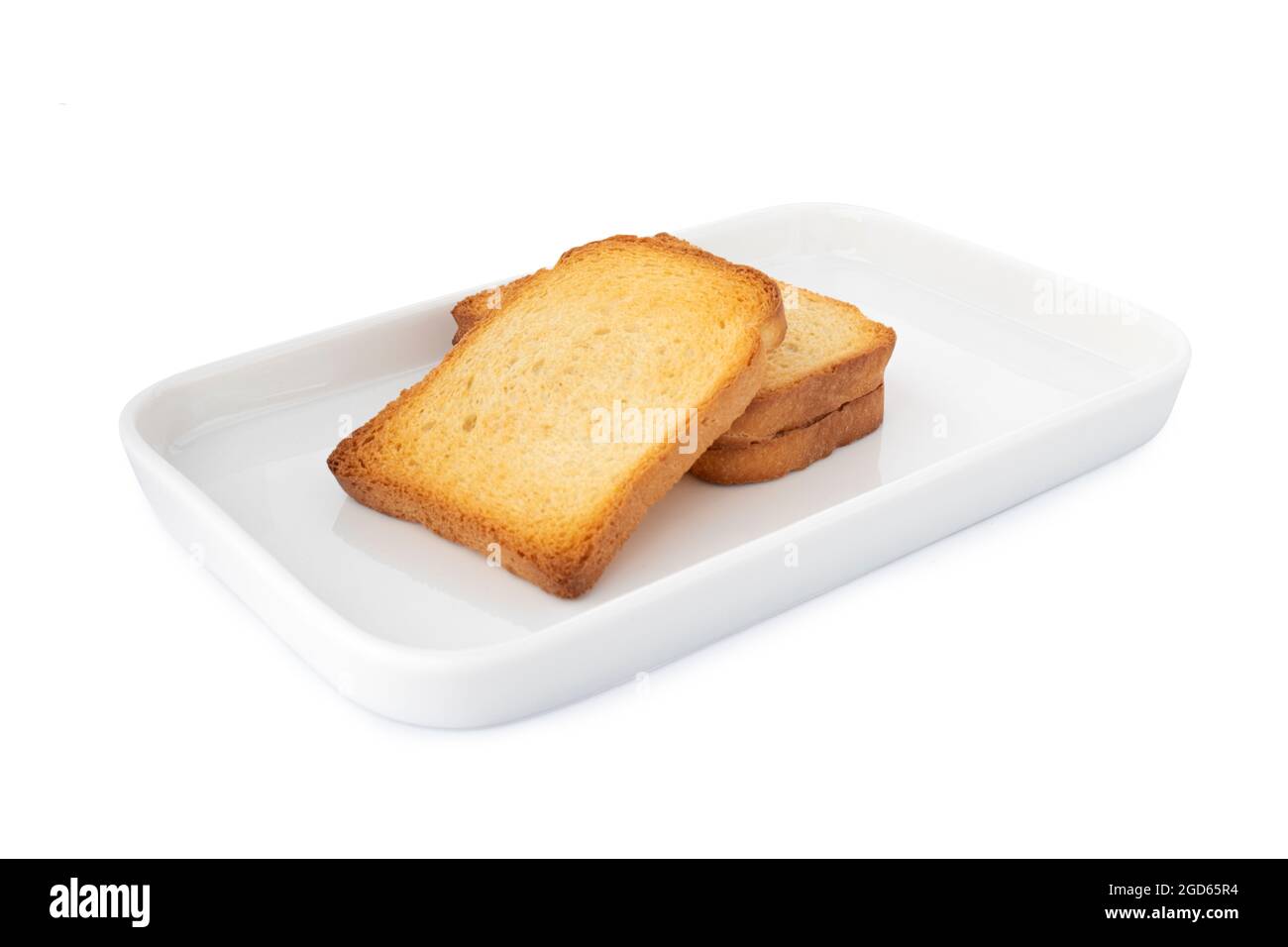 crispy biscottes. Double crispy biscottes, square cracker on white ...