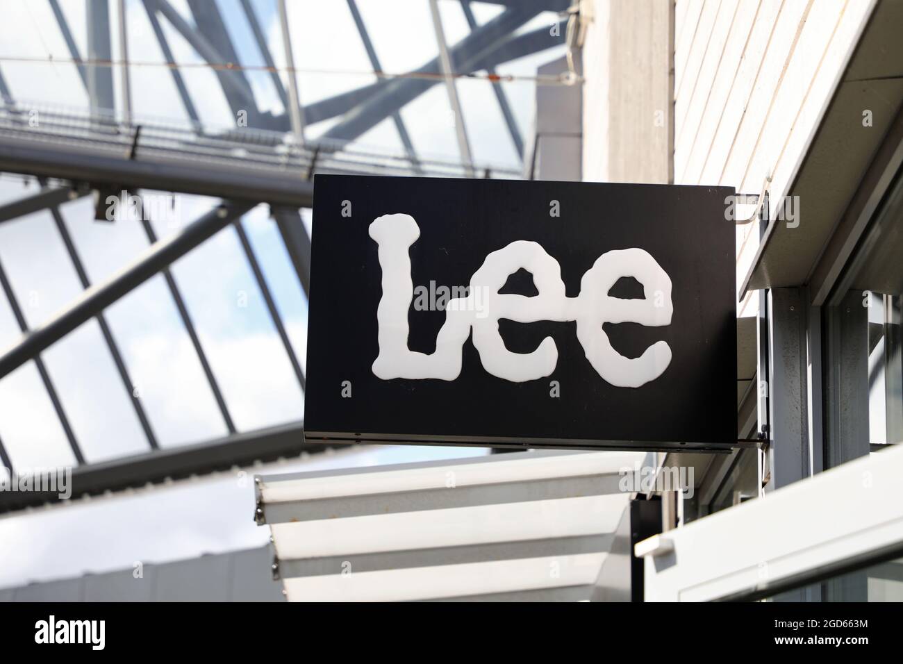 Lee sign at Hede Fashion Outlet Stock Photo - Alamy