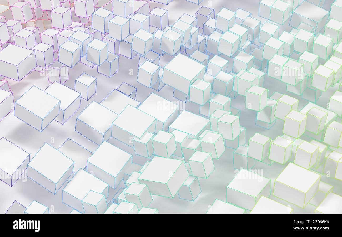 Geometric figures and cubes, 3d rendering. Computer digital drawing ...