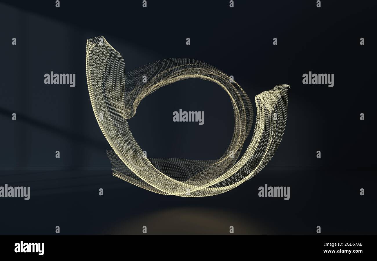 Flowing mesh clothes with black background, 3d rendering. Computer ...