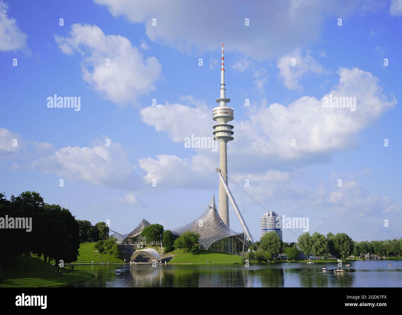 MUNICH, GERMANY - Jul 18, 2021: A beautiful scenery of the Olympic Park ...