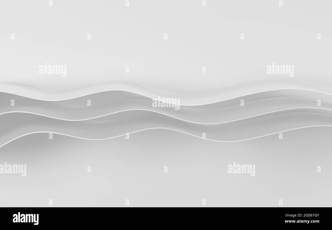 Curved white geometry with white background, 3d rendering. Computer ...