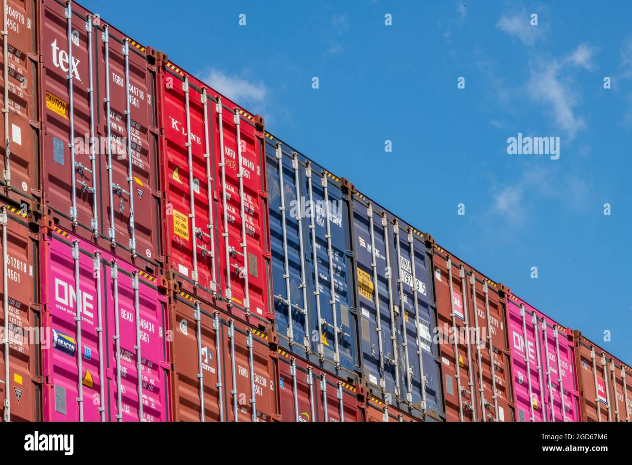 shipping container, multi-coloured shipping containers, piles of ...