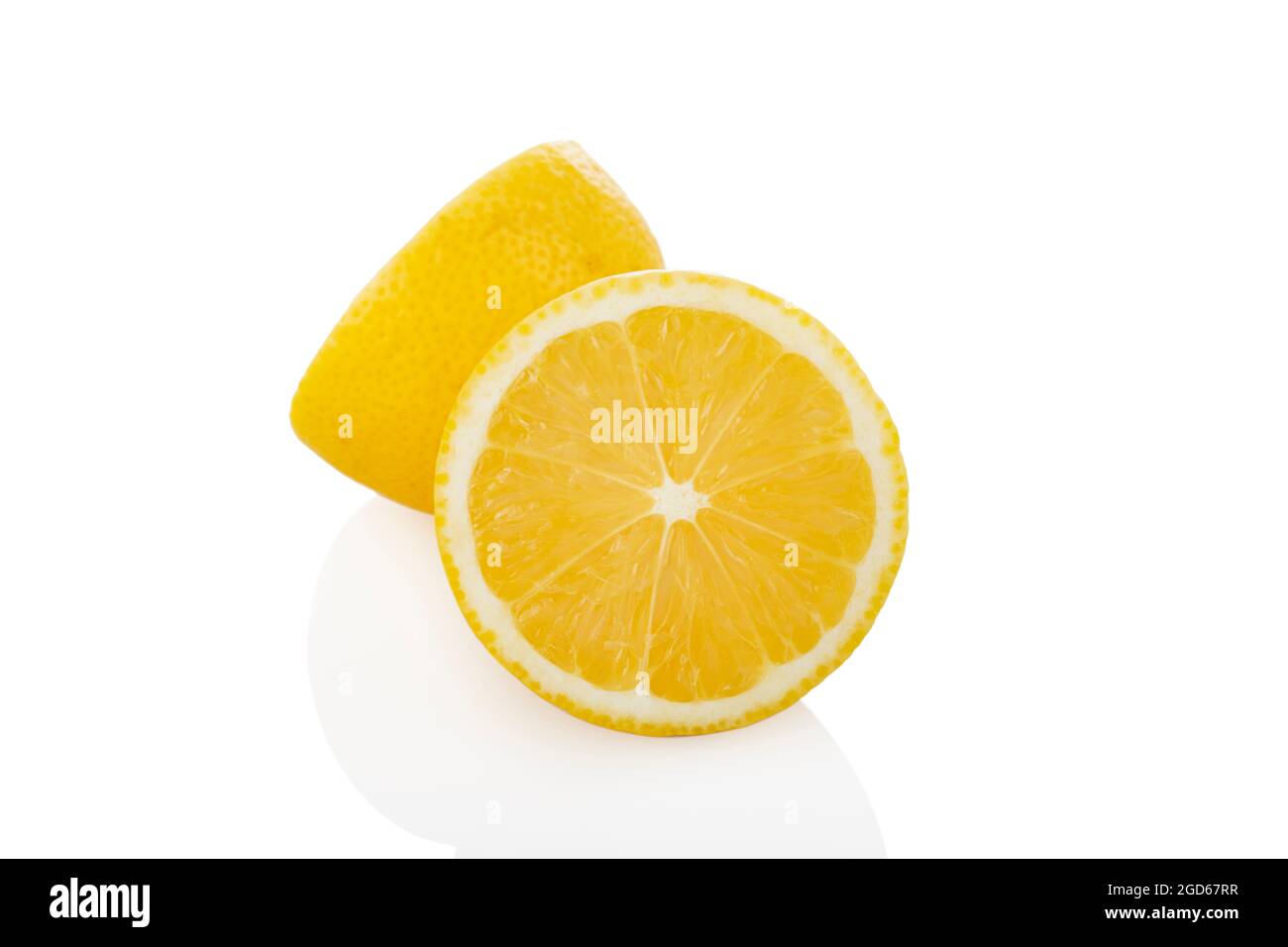 Lemon, Sliced lemon. Two half lemons on a white background. two pieces ...