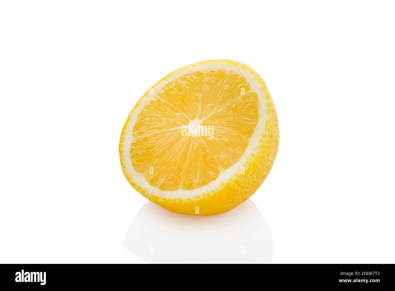 Lemon, Sliced lemon. Single half lemon facing left on a white ...