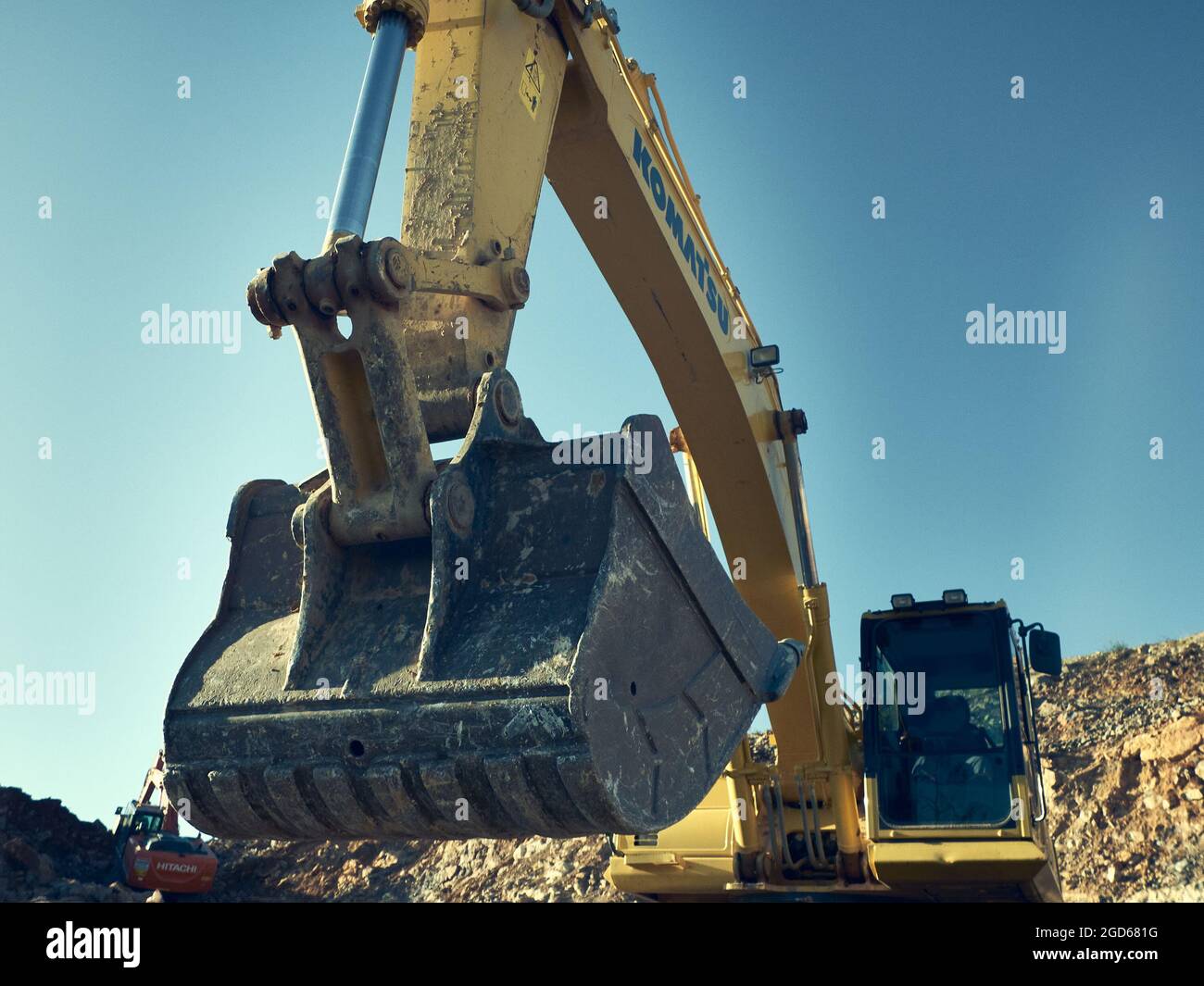 Komatsu excavator at road construction works Stock Photo - Alamy