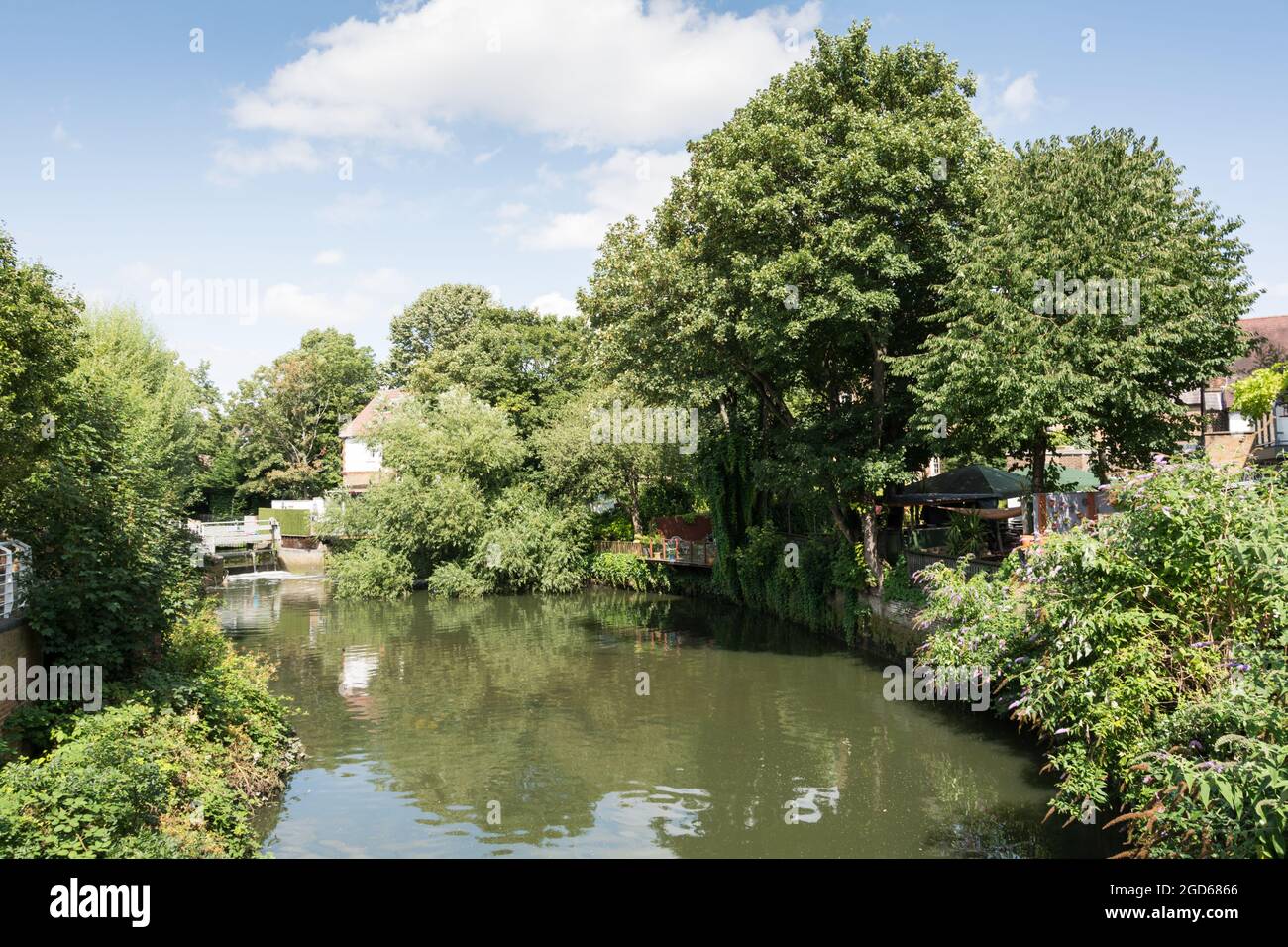 A tranquil scene on the River Brent next to Brentford Gauging Locks ...