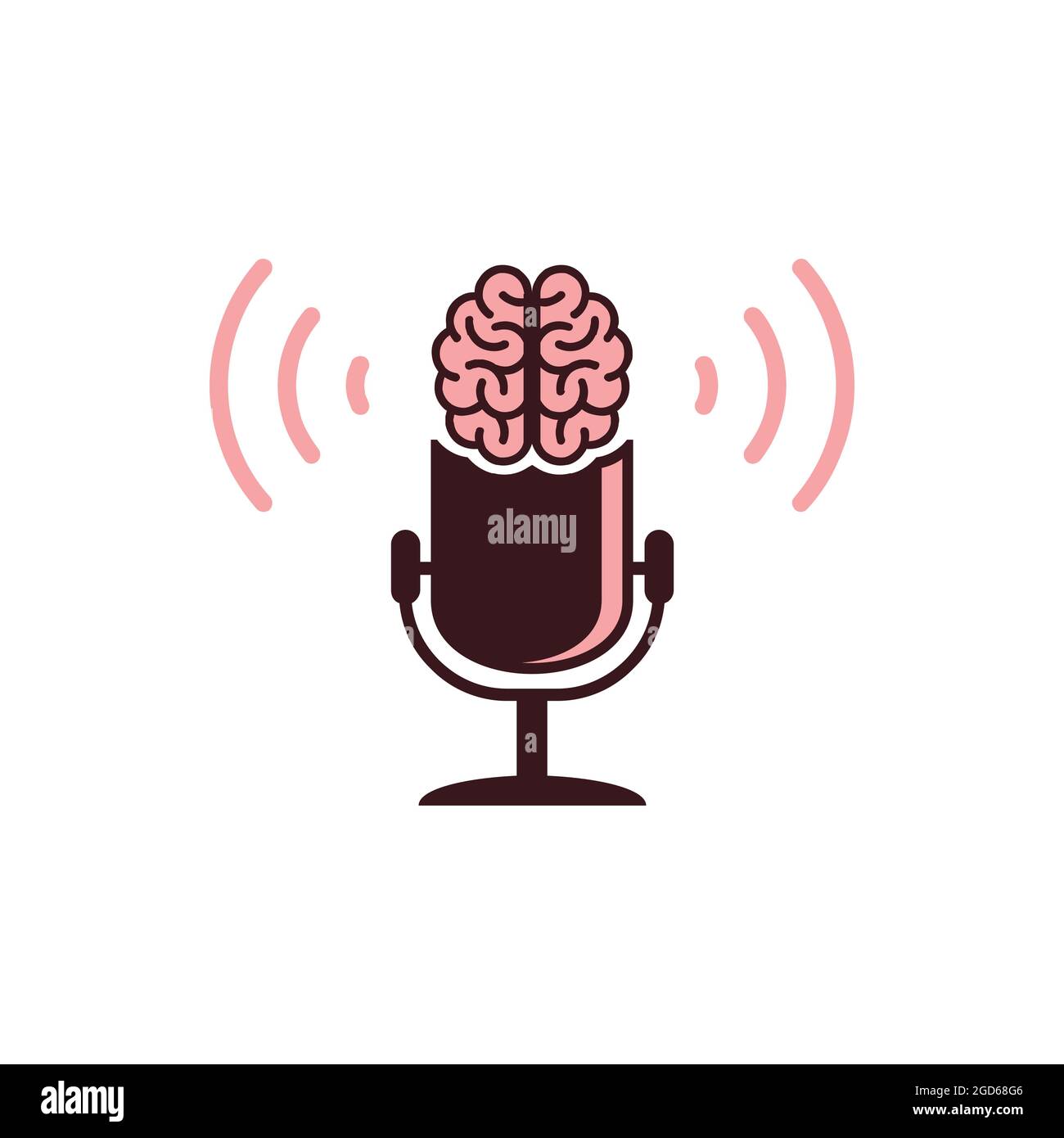 smart brain podcast logo icon flat vector concept graphic design Stock ...