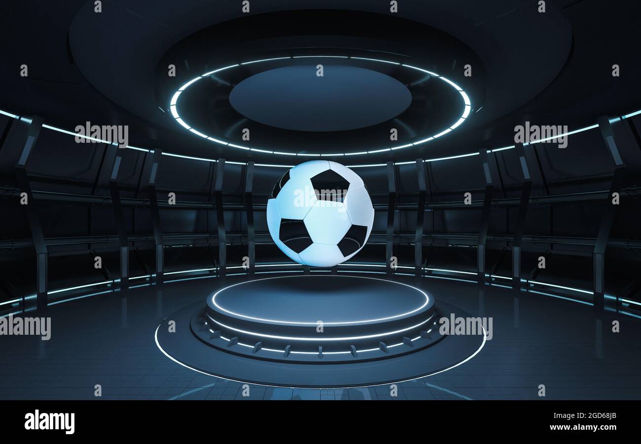 Indoor stage and football, 3d rendering. Computer digital drawing Stock ...