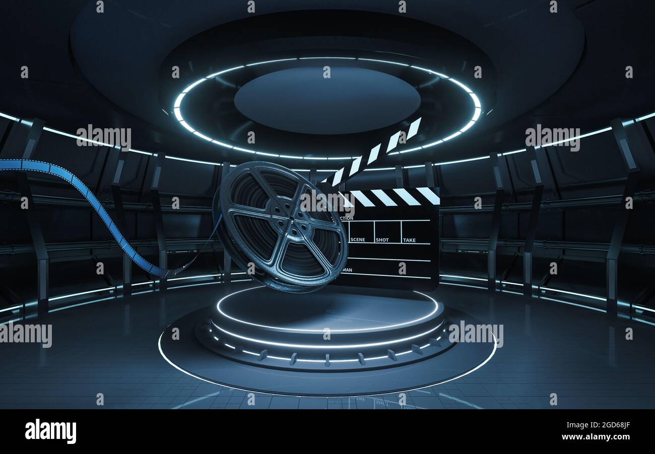 Indoor stage and spotlights, 3d rendering. Computer digital drawing ...