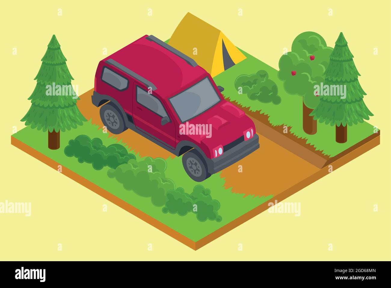 Isolated 3d isometric red van riding on a land Stock Vector Image & Art ...