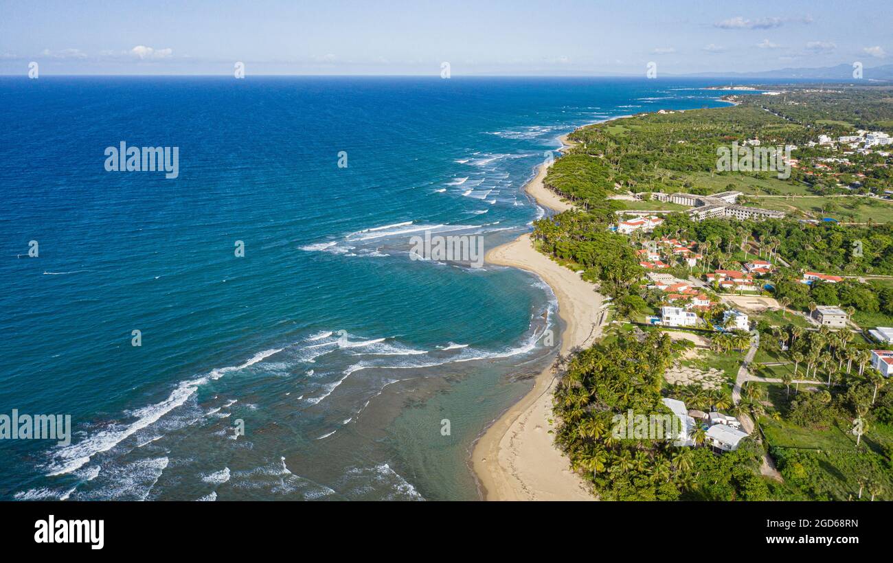 Sandy beach of an azure ocean viewed from above Stock Photo - Alamy
