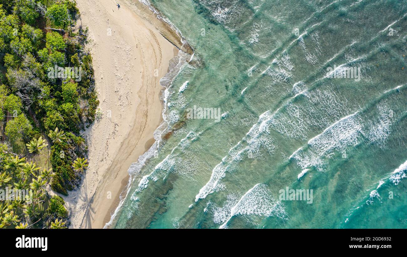 Sandy beach of an azure ocean viewed from above Stock Photo - Alamy