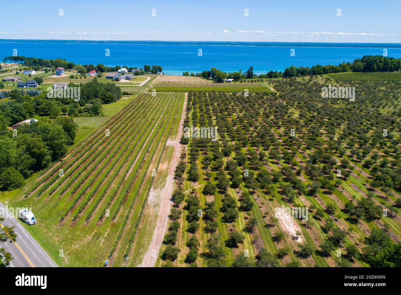 Combination Cherry orchard and grape farm on Lake MichigAN at Traverse ...