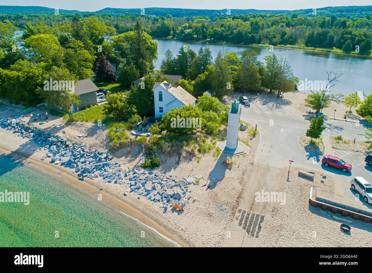 Robert Manning memorial lighthouse Empire, Michigan Stock Photo - Alamy
