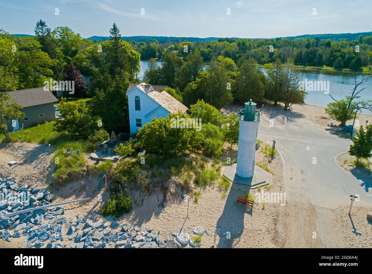Robert Manning memorial lighthouse Empire, Michigan Stock Photo - Alamy