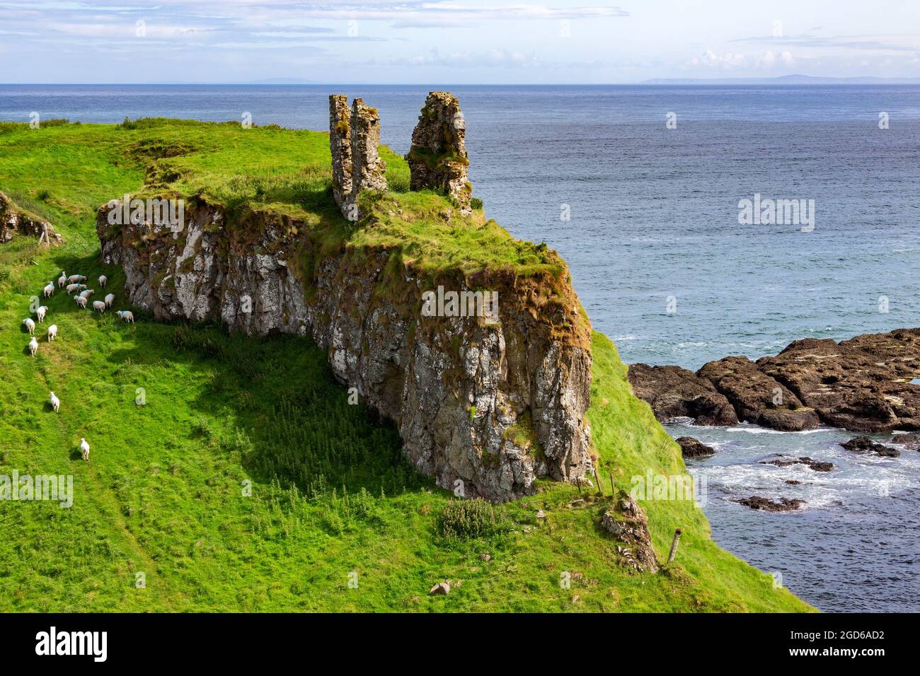 Dunseverick Castle in County Antrim, Northern Ireland. Located near the ...