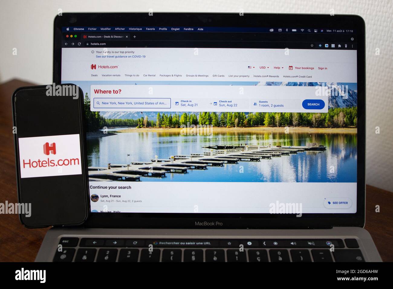 Illustration of the website of the online reservation platform Hotels ...