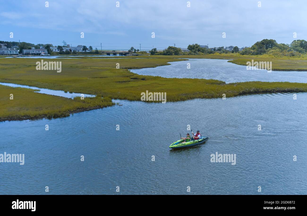 People kayaking in Swan pond river in Dennis port, Cape Cod Stock Photo ...