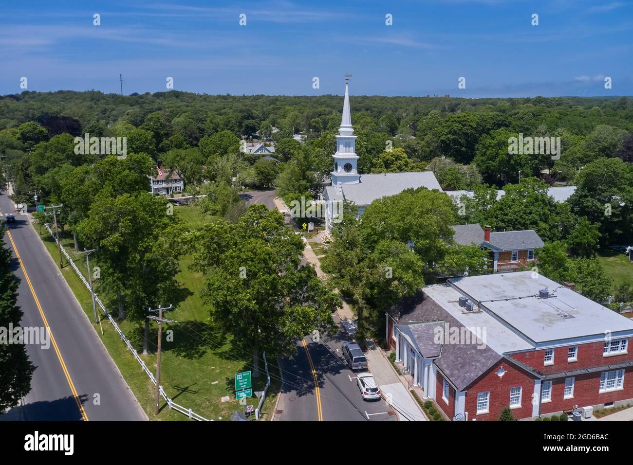 Falmouth village Main Street and park, Cape Cod Stock Photo - Alamy