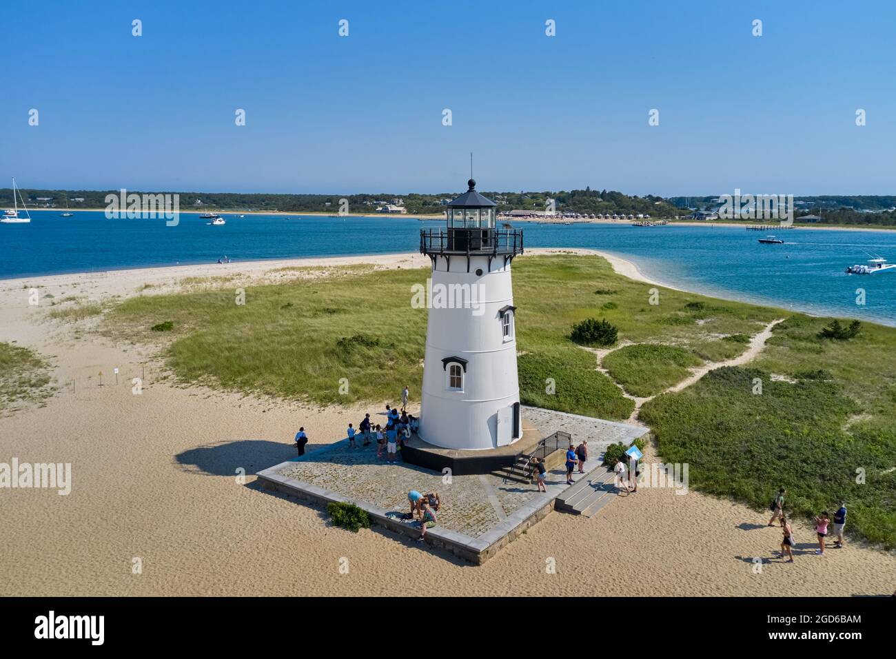 Aerial photo of Edgartown Harbor Lighthouse On Martha's Vineyard Stock ...