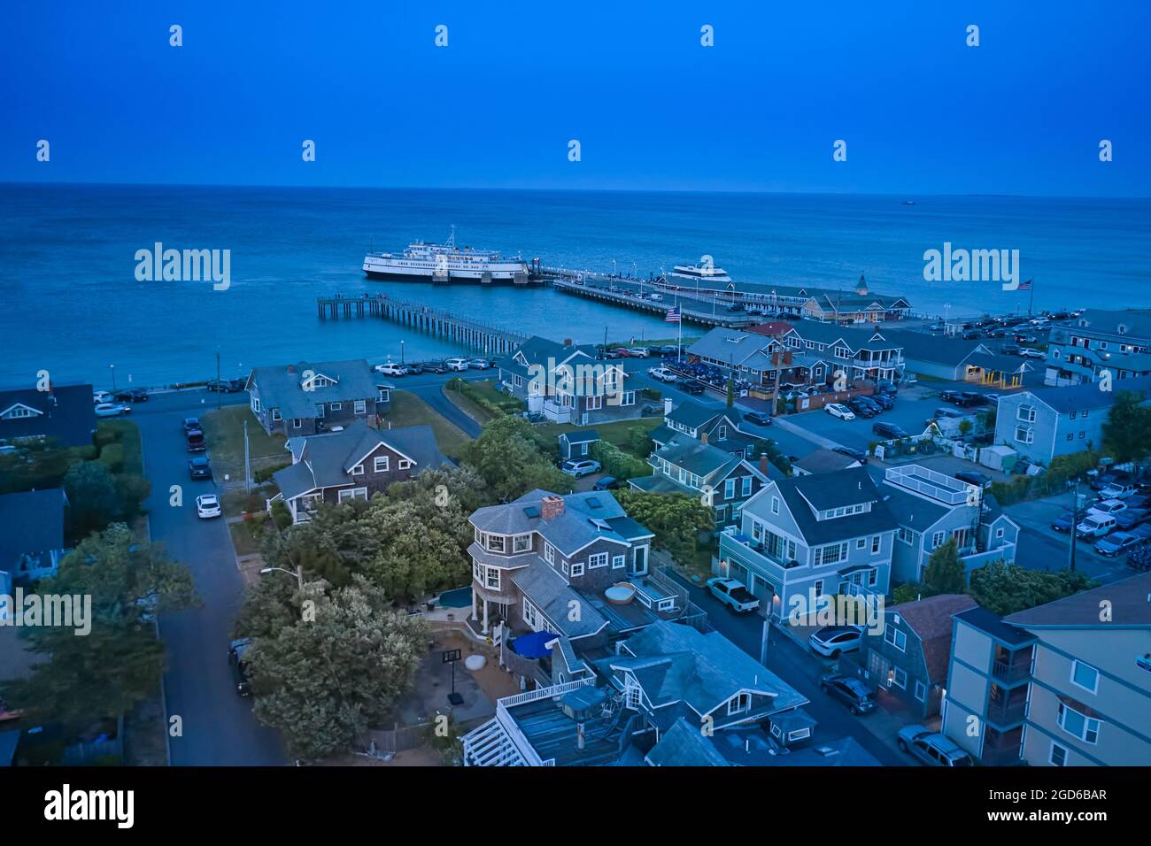 Aerial view of ferry terminal in Oak Bluffs, Martha's Vineyard Stock ...