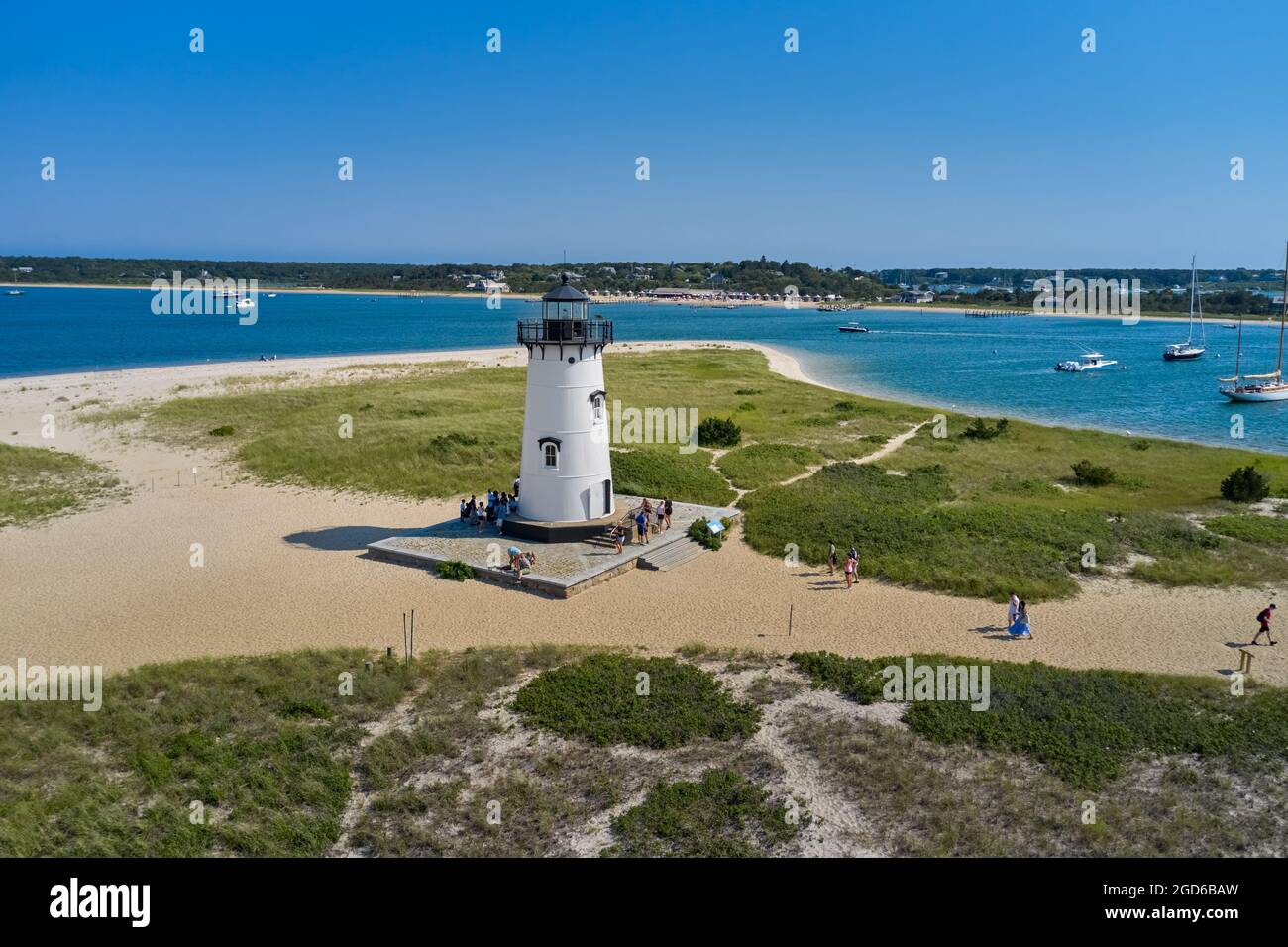 Aerial photo of Edgartown Harbor Lighthouse On Martha's Vineyard Stock ...
