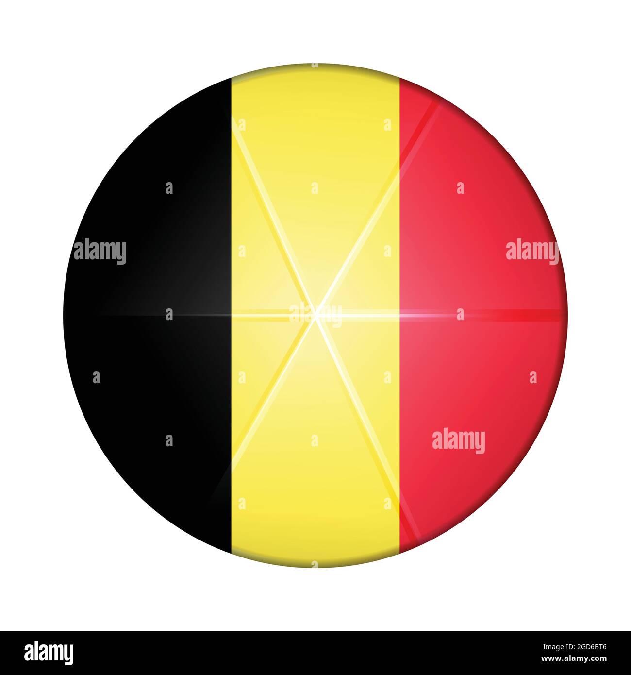 Glass light ball with flag of Belgium. Round sphere, template icon ...