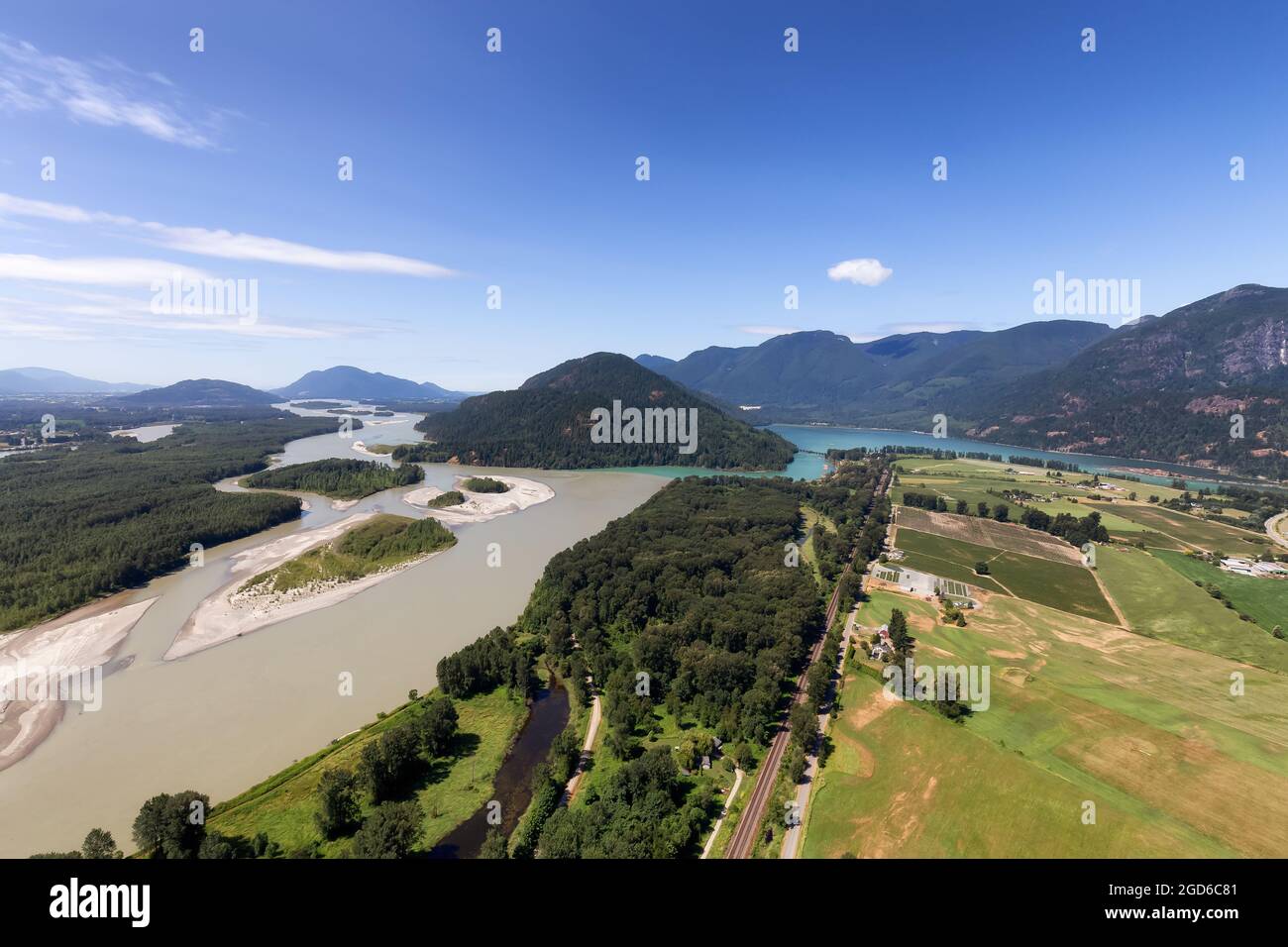 Aerial View of Fraser Valley with Canadian Nature Mountain Landscape ...