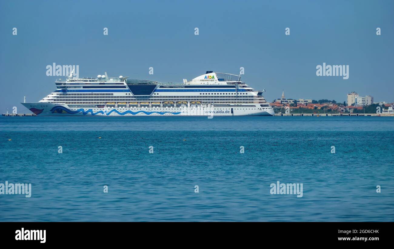 Bibinje, Croatia - May 9. 2016: View on Aida cruise ship with ...