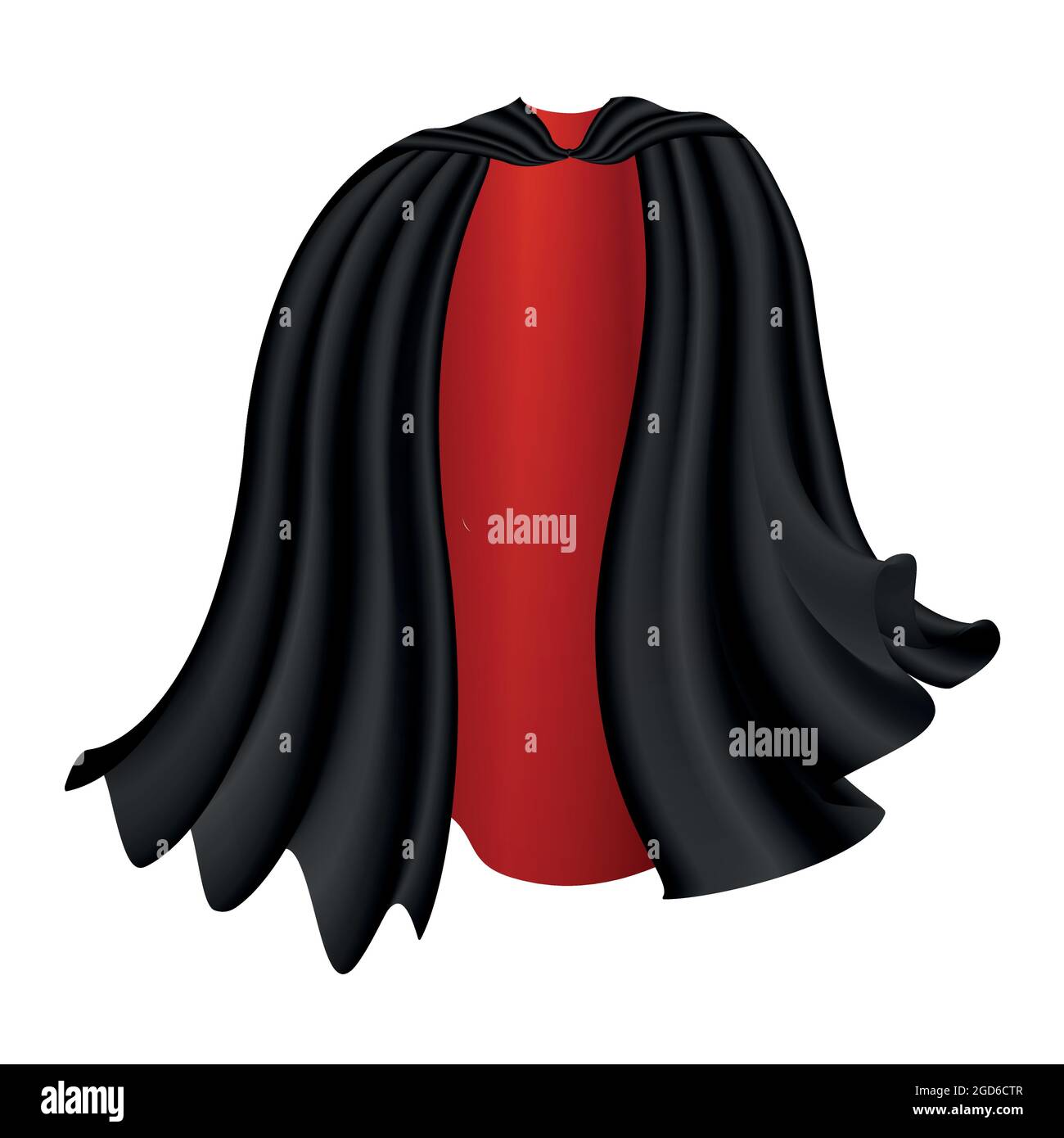 Black cape on white background. Halloween satin vampire red cloak ...