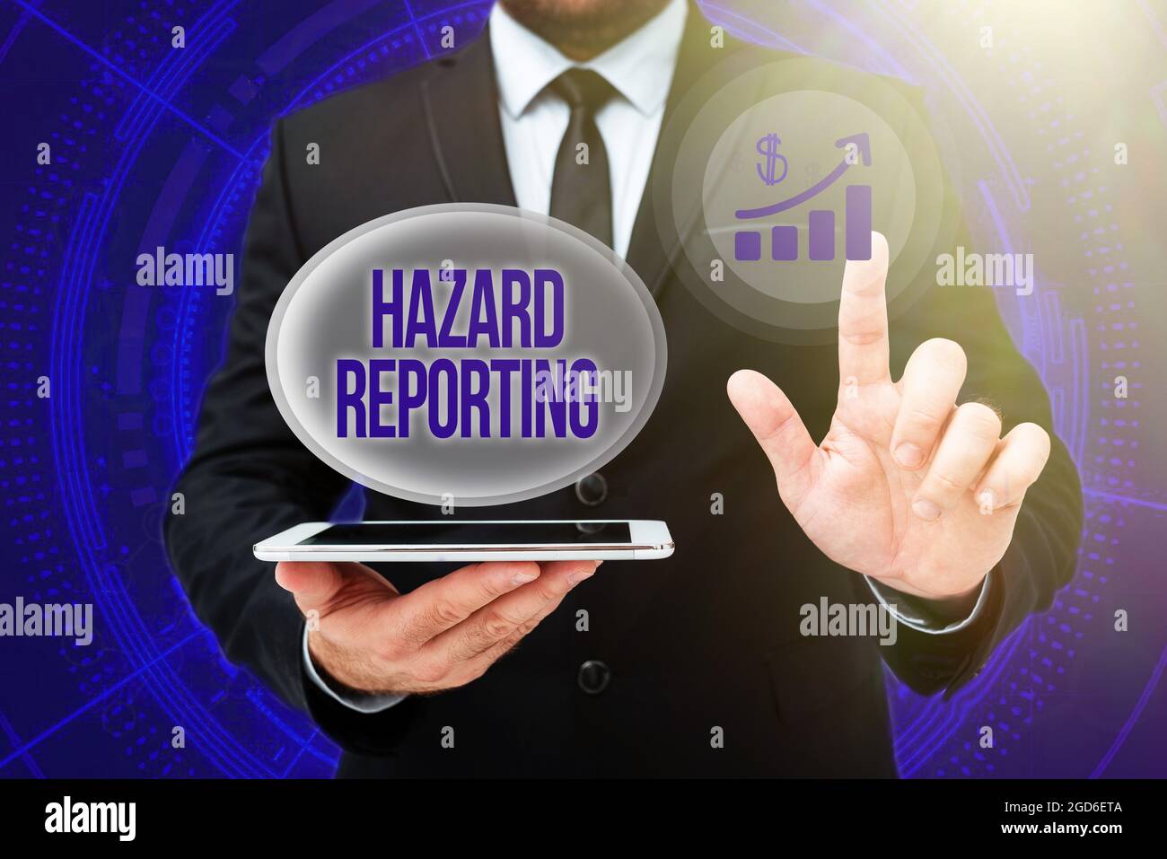 Conceptual caption Hazard Reporting. Business overview account or ...
