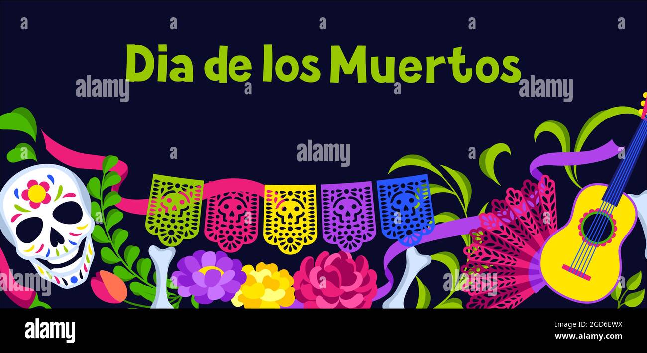 Day of the Dead greeting card. Dia de los muertos. Mexican celebration ...