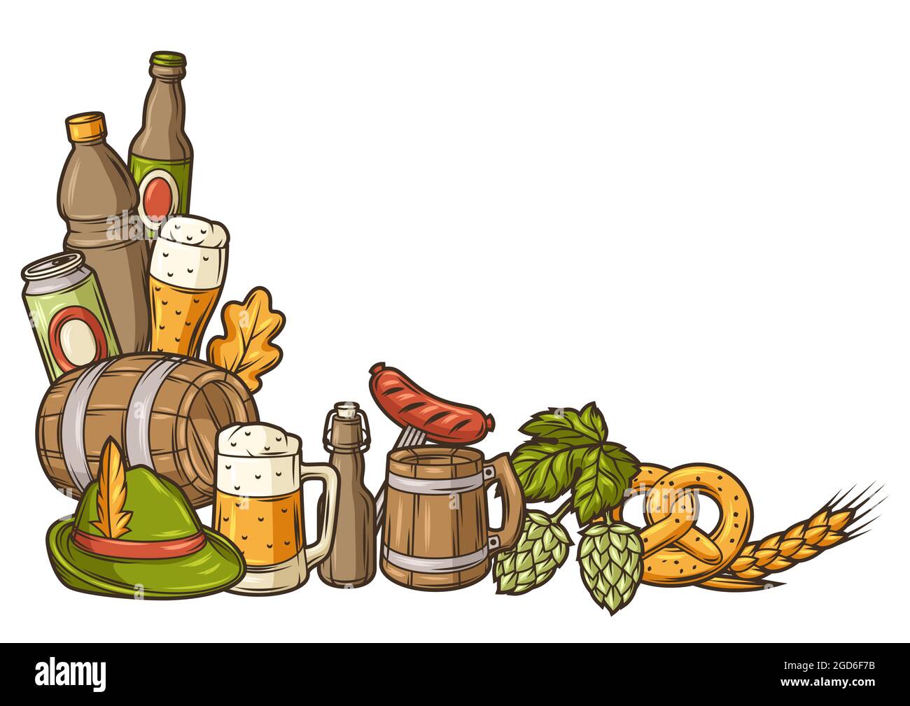 Illustration for beer festival or Oktoberfest. Background for pub or ...