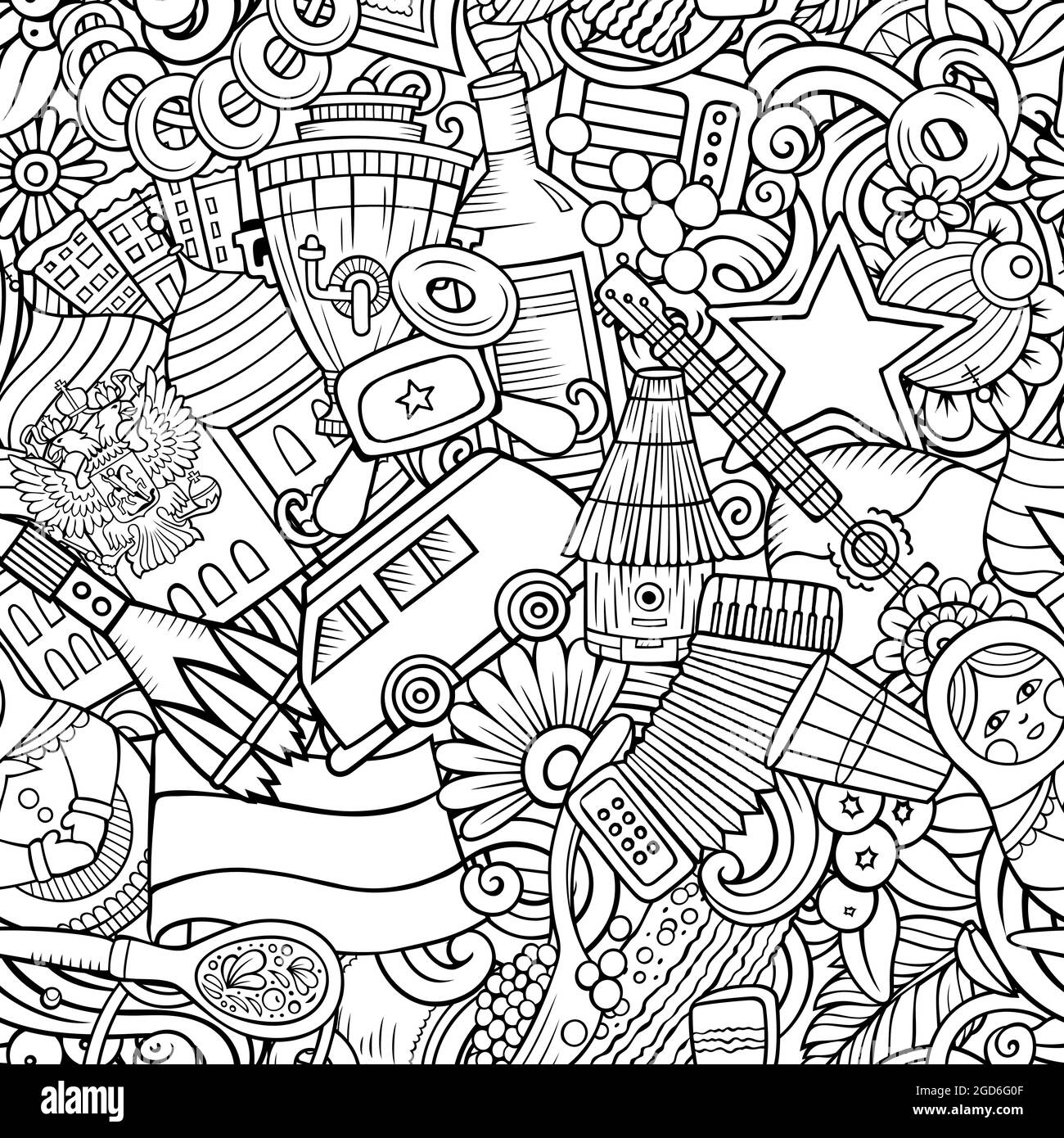 Cartoon doodles Russia seamless pattern Stock Vector Image & Art - Alamy