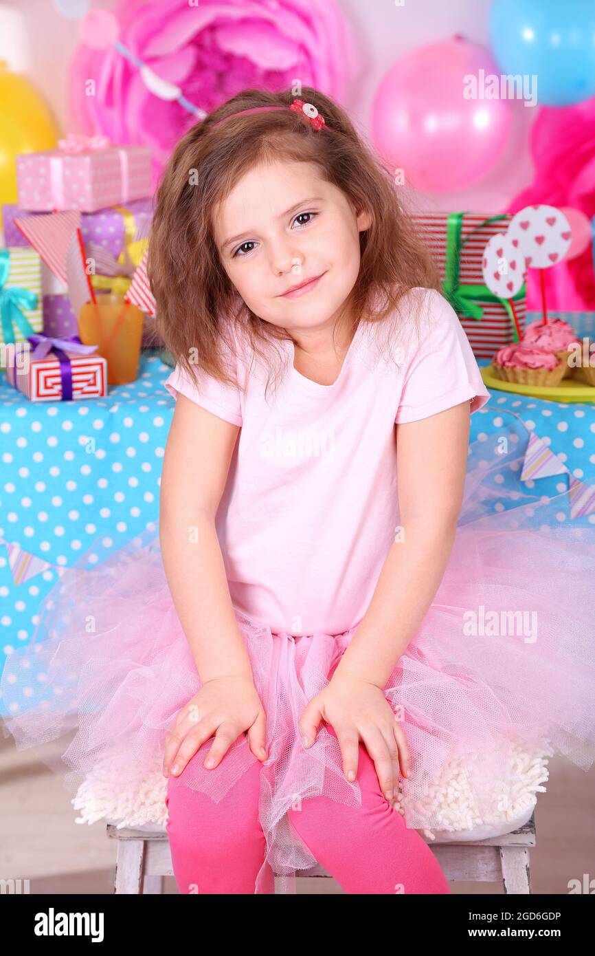 Pretty little girl celebrate her birthday Stock Photo - Alamy