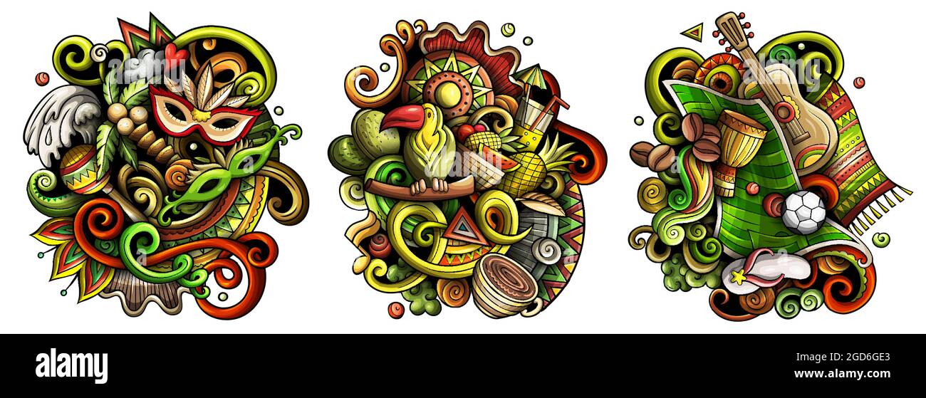 Brazil cartoon vector doodle designs set Stock Vector Image & Art - Alamy