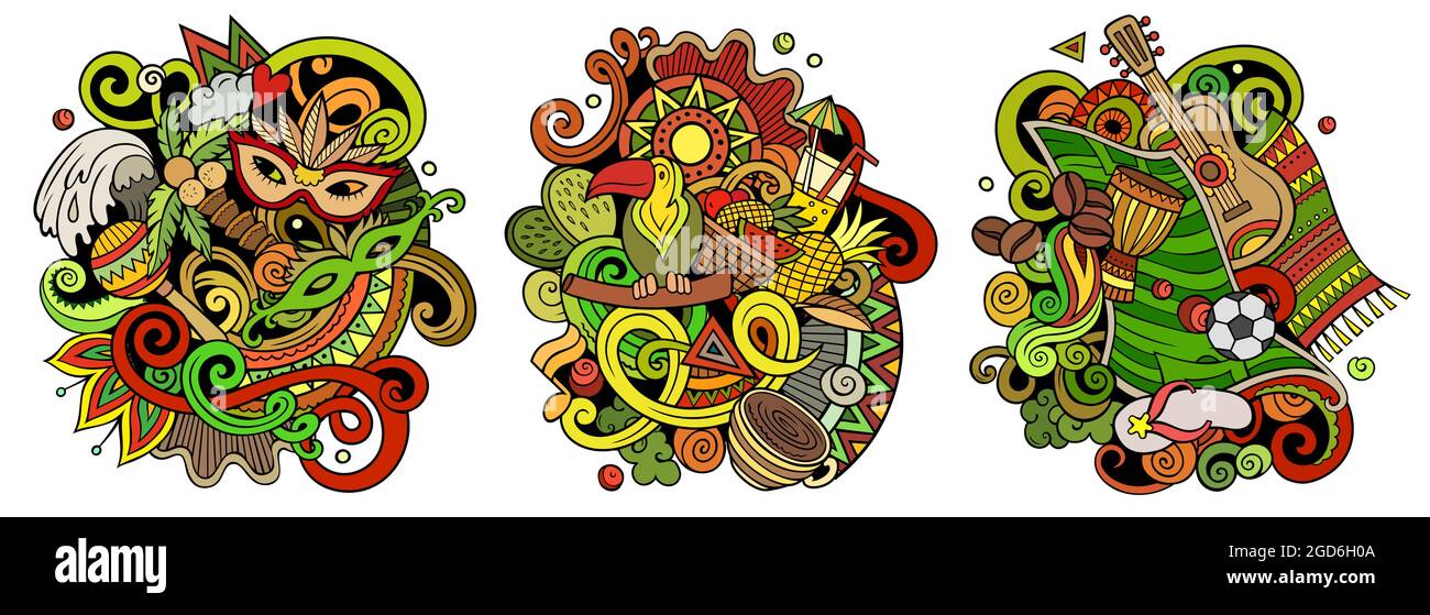 Brazil cartoon vector doodle designs set Stock Vector Image & Art - Alamy