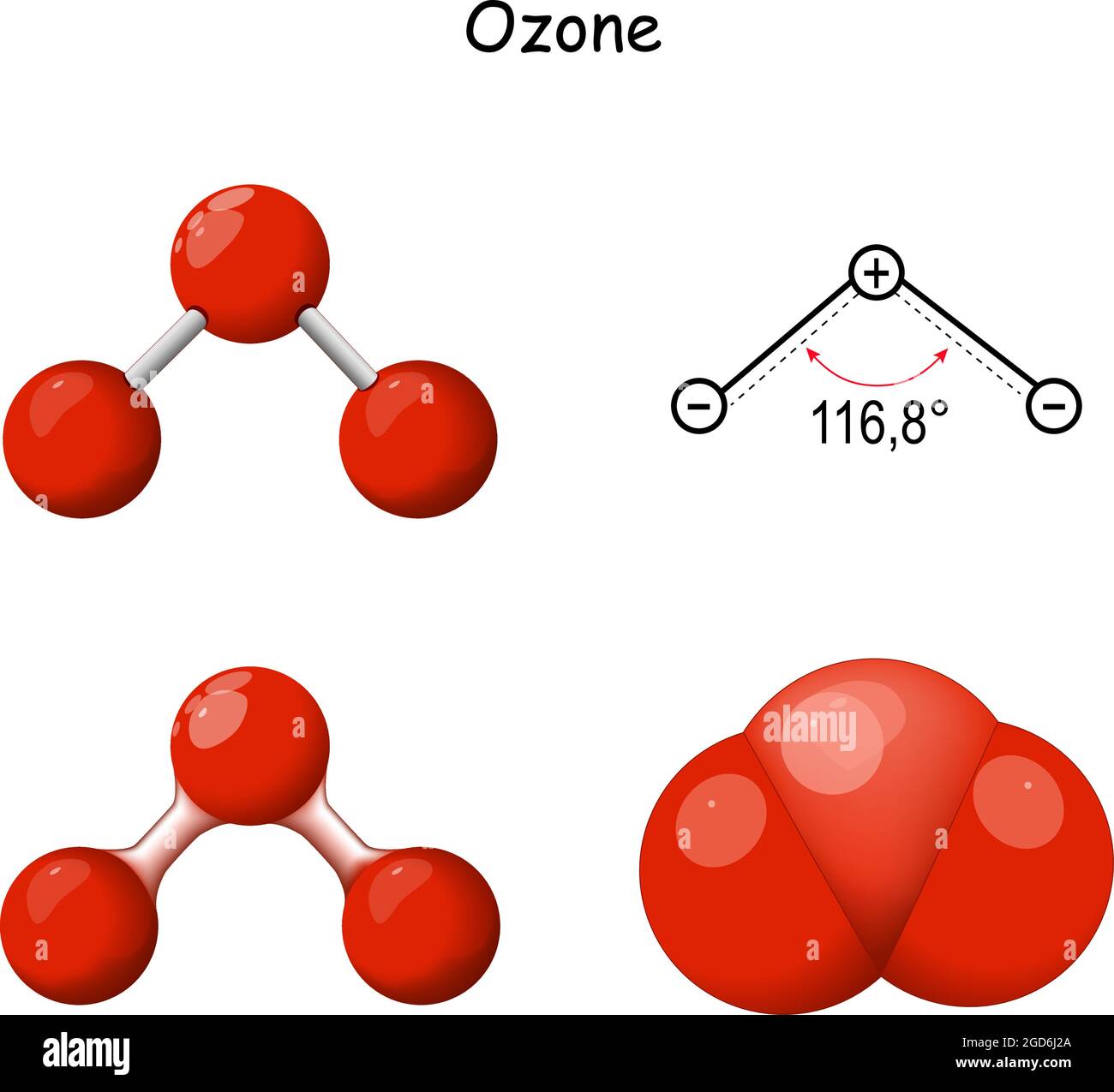 Ozone. Structural Chemical Formula and Molecule Model of O3. Chemistry. Poster for Education ...