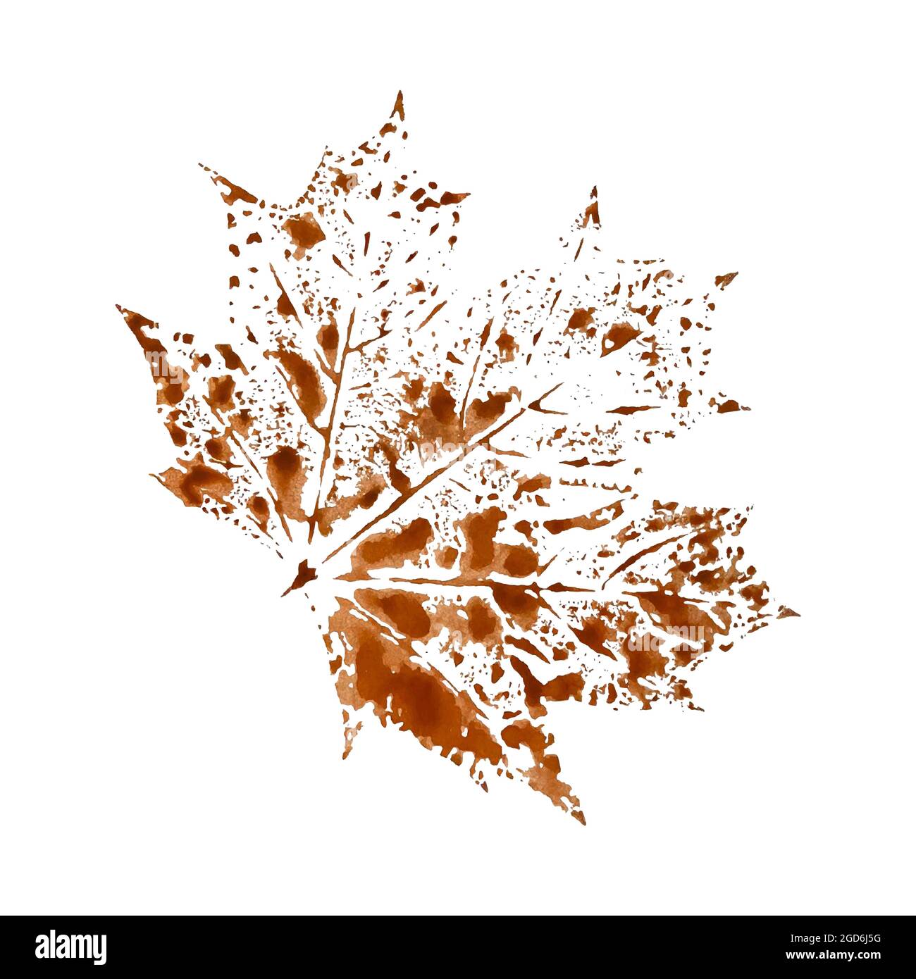 Maple leaf imprint stamp watercolor paint. Vector illustration Stock ...