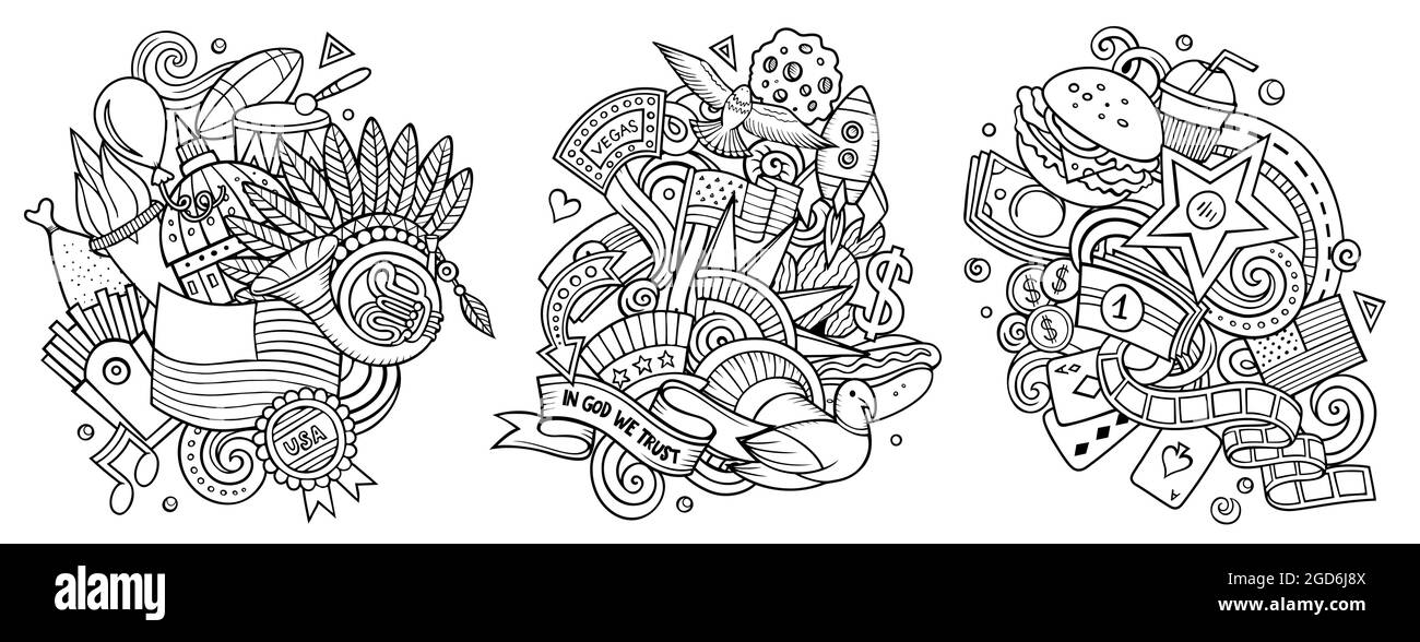 USA cartoon vector doodle designs set Stock Vector Image & Art - Alamy USA cartoon vector doodle designs set Stock Vector Image & Art - Alamy