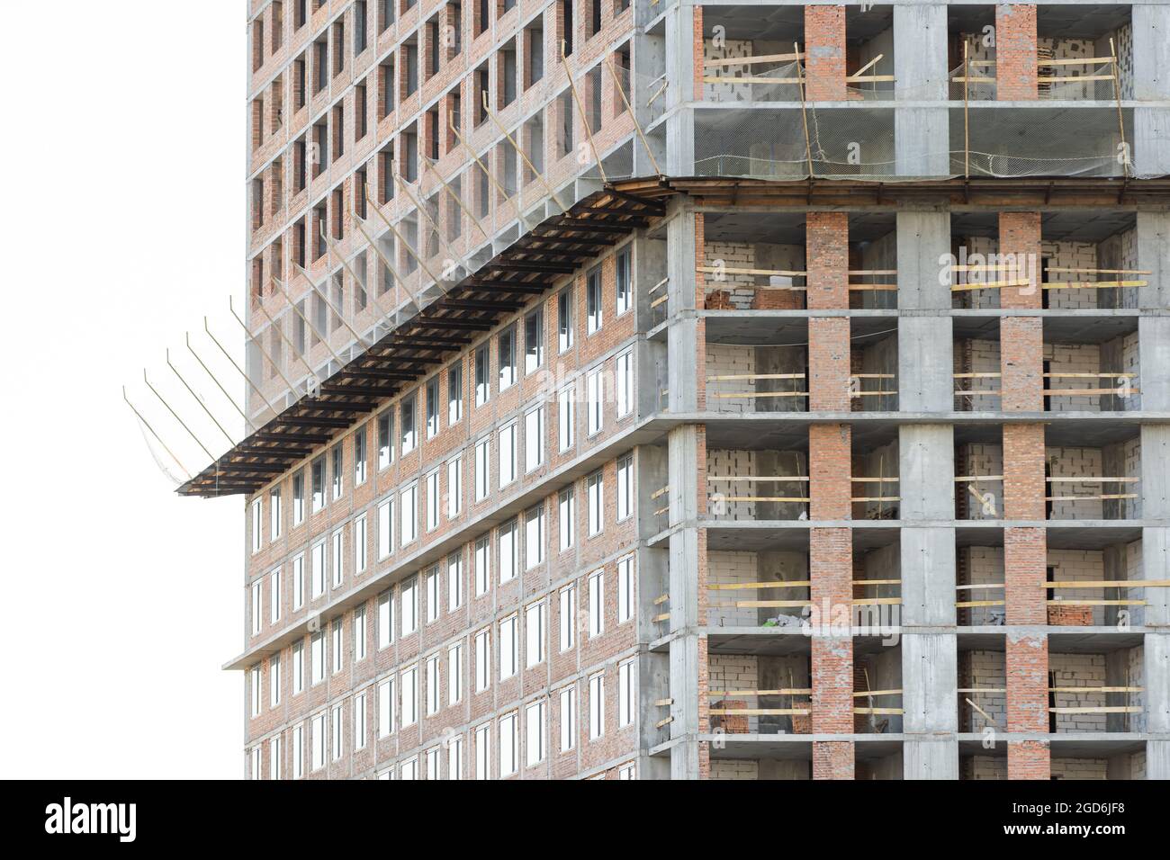 Construction site. Scaffolding. Building frame. Exterior of unfinished ...
