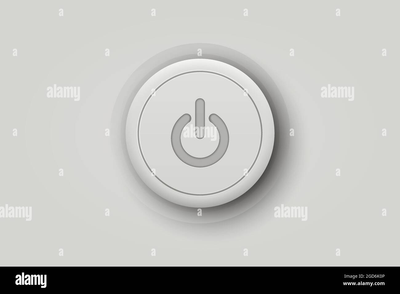 Vector Realistic White Power Plastic Knob Closeup. Circle Button Icon ...