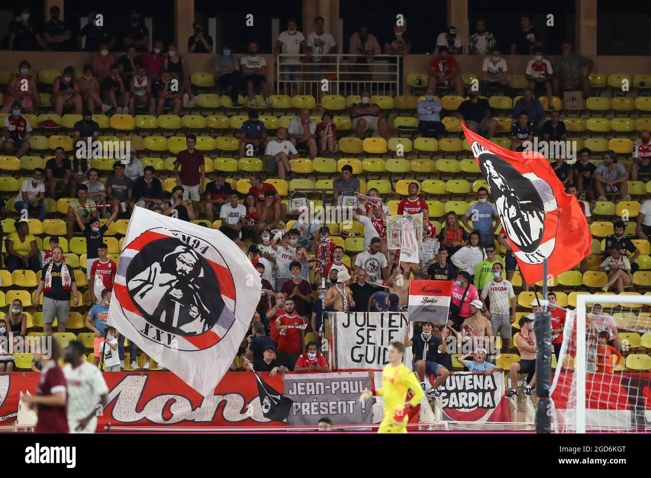 Monaco, Monaco, 10th August 2021. AS Monaco fans cheer on their side as ...