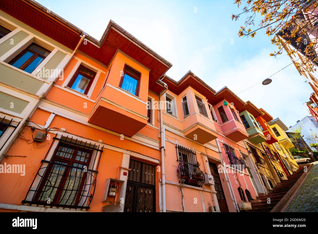 Istanbul Turkey - 4.27.2021: Famous buildings in Merdivenli Yokus ...